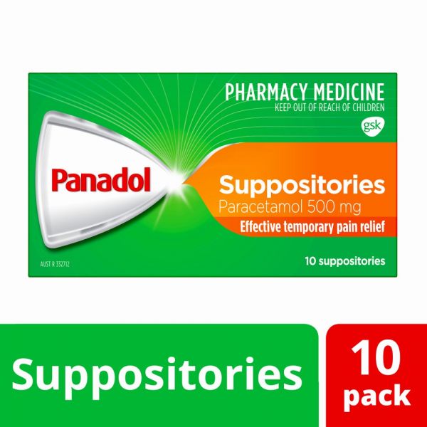 Panadol Suppositories 500mg 10 pack (S2) - The Online Pharmacy